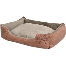 Hundebett mit Kissen pu Kunstleder Größe xxl Beige vidaXL