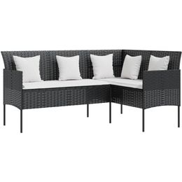 Sofa in L-Form mit Kissen Poly Rattan Schwarz vidaXL