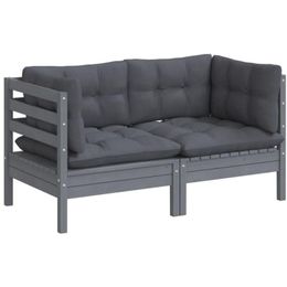 2-Sitzer-Gartensofa mit Anthrazit Kissen Massivholz Kiefer vidaXL