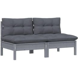 vidaXL - 2-Sitzer-Gartensofa mit Anthrazit Kissen Massivholz Kiefer