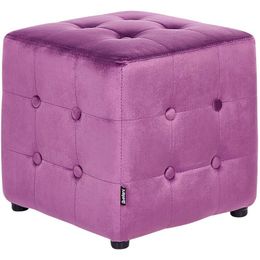 Beliani - Sitzhocker Violett Samtstoff Knopfsteppung Quadrat 36 x 36 cm Eleganz