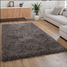 Hochflor Teppich Kuschelig Modern Shaggy Flokati Stil Gemütlich Uni Anthrazit 60x90 cm - Paco Home