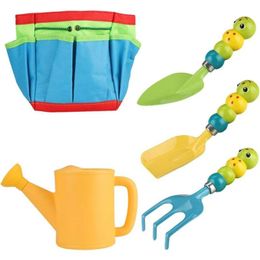 Aougo - Kinder-Gartengeräte-Set, Kindertasche, Gartengeräte-Set, Kinder-Pflanzspielzeug für den Außenbereich, Tragetasche, inklusive Gießkanne,