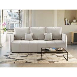 Petra – 3-sitzer-sofa mit schlaffunktion und bettkasten – aus samt - beige