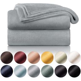 Fleecedecke 150 x 200 – grau, kariert für Sofa, Cocooning – dick, flauschig, weich und warm – hochwertige npterbl