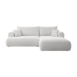 Eckschlafsofa Ovo in L-Form grau mit Bouclé-Behälter rechts - Selsey