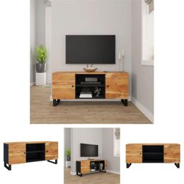 TV-Schrank 105x33x46 cm Massivholz Akazie - TV-Möbel - Schwarz - The Living Store