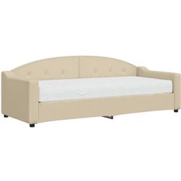 Tagesbett mit Matratze Creme 80x200 cm Stoff vidaXL