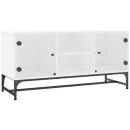 vidaXL - TV-Schrank mit Glastüren Weiß 102x37x50 cm