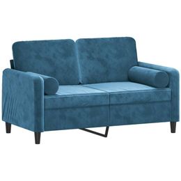 2-Sitzer-Sofa mit Zierkissen Blau 120 cm Samt vidaXL