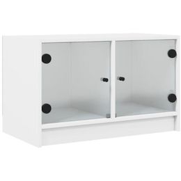 vidaXL - TV-Schrank mit Glastüren Weiß 68x37x42 cm