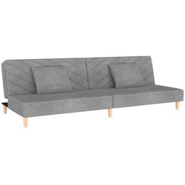 Schlafsofa 2-Sitzer mit 2 Kissen Hellgrau Stoff vidaXL