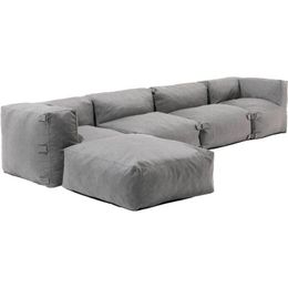 Modulares Ecksofa mit 2 Sesseln, 2 Ecken und 1 grauem Hocker - Mixi