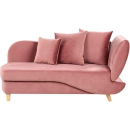 Beliani Chaiselongue Rechtsseitig Rosa Samtstoff mit Bettkasten Dekokissen Modern Récamiere Liegesofa Sitzmöbel Wohnzimmer Jugendzimmer