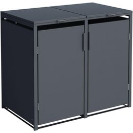 DEGAMO Mülltonnenbox MÜNCHEN 132x80x116cm für 2x Tonnen 120 und 240 Liter, Stahl anthrazit