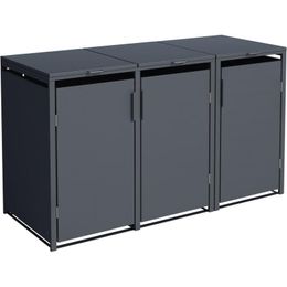 DEGAMO Mülltonnenbox münchen 198x80x116cm für 3x Tonnen 120 und 240 Liter, Stahl anthrazit