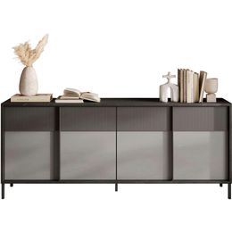 Sideboard Inosign "Everest Breite 206 cm, Kommode mit 4 Türen" Sideboards Gr. B/H/T: 206 cm x 86 cm x 40 cm, grau (bleigrau, kreidegrau, absetzung steingrau (druck)) Anrichte, SoftSelf Closing, Korpus 22 mm