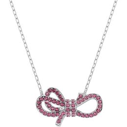 Kette mit Anhänger Swarovski "Schmuck Geschenk Halskette Lifelong Bow Anhänger, Schleife, 5723556" Halsketten Gr. Metall, L: 43cm, metallfarben-pink Damen mit Swarovski Kristall