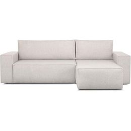 Konsimo - napi ii Ecksofa Big links/rechts aus Bouclé-Stoff, weiß