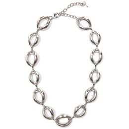 Collier Firetti "Halsschmuck Gliederkette" Halsketten Gr. Metall, L: 48cm B: 18mm, grau (metallfarben) Damen