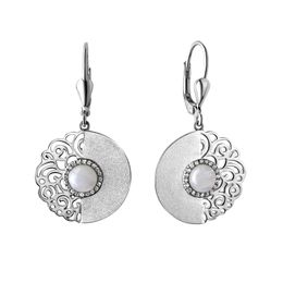 Paar Ohrhänger Vivance "925-Sterling Silber rhodiniert Zirkonia und Achat" Ohrringe Gr. ONE-SIZE, Silber 925 (Sterlingsilber), weiß (weiß + hellblau) Damen