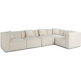 Nova - 5-sitzer modulares ecksofa beidseitig montierbar - aus samt - beige