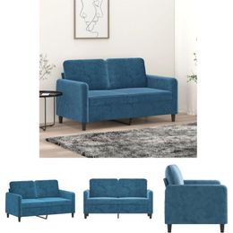 2-Sitzer-Sofa Blau 120 cm Samt - Sofas - Blau - The Living Store