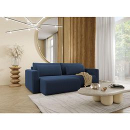 Ecksofa Sofa mit Schlaffunktion CHAIRA Stoff Curio Dunkelblau Ottomane Links