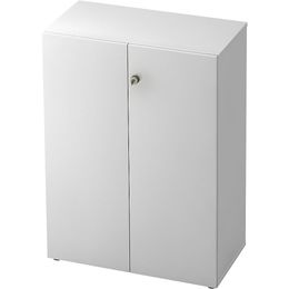 eurokraft pro Aktenschrank, Flügeltüren, 2 Fachböden, weiß / weiß