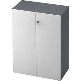 eurokraft pro Aktenschrank, Flügeltüren, 2 Fachböden, graphit / weiß