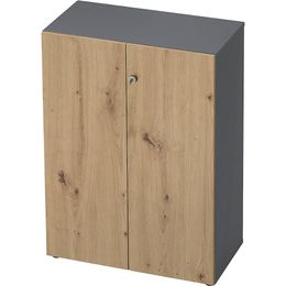 eurokraft pro Aktenschrank, Flügeltüren, 2 Fachböden, graphit / Asteiche