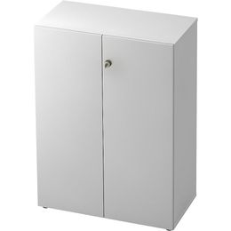 eurokraft pro Aktenschrank, Flügeltüren, 2 Fachböden, weiß / alusilber