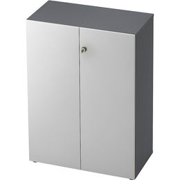 eurokraft pro Aktenschrank, Flügeltüren, 2 Fachböden, graphit / alusilber