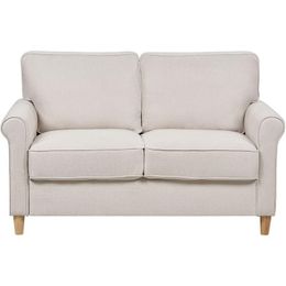 Beliani Sofa Hellbraun aus Stoff 2-Sitzer Gepolstert Beine aus Holz Retro Stil Modern Klassisch Couch für Wohnzimmer