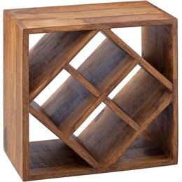 FineBuy - Weinregal Massiv-Holz 40x40x25 cm klein stehend, Design Flaschenregal für die Küche, Standregal schmal für 8 Flaschen