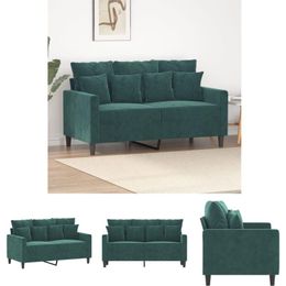 The Living Store - 2-Sitzer-Sofa Dunkelgrün 120 cm Samt - Sofas - Grün