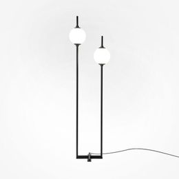 Licht-Erlebnisse Stehlampe led Metall Glas 150 cm Schwarz Weiß Kugelschirm warmweißes Licht 3000 k 750 lm Modern