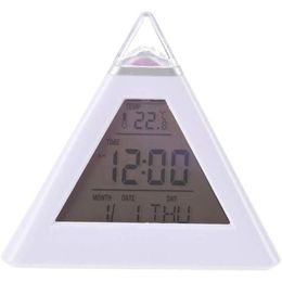 Kinderwecker – Pyramidenförmige digitale LED-Uhr, 7 Farbwechsel, klares Display mit Hintergrundbeleuchtung und Schlummerfunktion