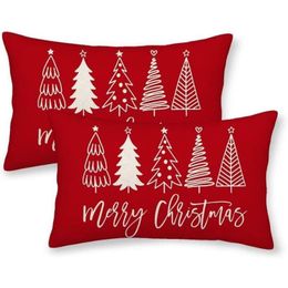 2er-Pack) Weihnachtskissenbezüge, 30,5 x 50,8 cm, weihnachtliche, dekorative Weihnachtsbaum-Kissenbezüge für Sofa und Zuhause