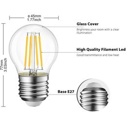 6W LED-Glühlampe E27 G45, entspricht 60W Glühlampe, 806Lm 2700K Warmweiß, Vintage-Edison-Glühbirne, nicht dimmbar, 6er-Pack [Energieklasse d] npterbl