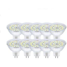 GU5.3 LED-Leuchtmittel, Kaltweiß 6000 k, MR16 led 12 v, 3 w, entspricht 30 w Halogen, nicht dimmbare LED-Spot-Glühbirnen, 10 Stück [Energieklasse f]