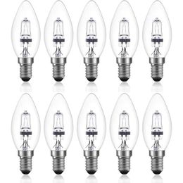 42W E14 C35 Dimmbare Halogenlampe ac 220-240V Warmweiß 2700K e14 transparente Halogenkerzenlampe (10 Stück)