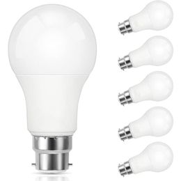 B22-LED-Glühbirne, 9-W-Bajonettlampe, entspricht 60 W Halogen, Kaltweiß 5000 K, 800 LM, CRI 90, nicht dimmbar, Standard-B22-Bajonett-LED-Glühbirne