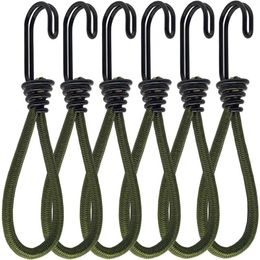 6 Stück Gummispanner mit Haken, Haken für Spanner oder Bungee-Seil, elastische Gummispanner, für Banner, Zelte, Schlafsäcke, Planen