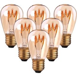 Set mit 6 LED-Glühbirnen im Vintage-Stil, E27, Spiralfilament, ST45/S14, 3 w, bernsteinfarbenes Licht, nicht dimmbar, 2200 k, sehr warmweiß, 150 lm,