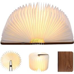 Klappbare LED-Buchlampe aus Holz, LED-Schreibtischlampe aus schwarzem Walnussholz, Nachtlicht, wiederaufladbare USB-Buchlampe, Umgebungslicht (9 x 12