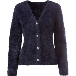 CR&Eacute;ATION L Damen Strickjacke mit Schmuckkn&ouml;pfen marine Gr&ouml;&szlig;e 40