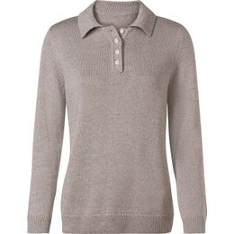 CR&Eacute;ATION L Damen Polopullover aus meliertem Garn taupe-meliert Gr&ouml;&szlig;e 36