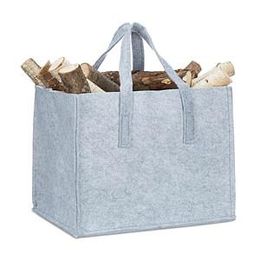 Relaxdays Kaminholztasche 50,0 l hellgrau 43,0 x 36,5 x 34,5 cm