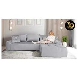 Ecksofa Collection AB "Bilbao L-Form" Sofas Gr. B/H/T: 285cm x 85cm x 176cm, Samtvelours, Recamiere beidseitig montierbar, grau (hellgrau) inkl. Bettfunktion und Bettkasten, Zierkissen mit Strassstein